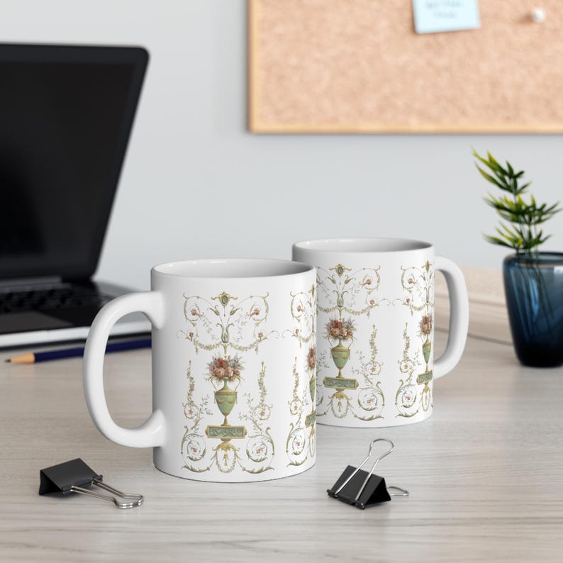 French Neoclassical Mug, Chateau Style Tea Cup, Vintage Coffee Mug ...
