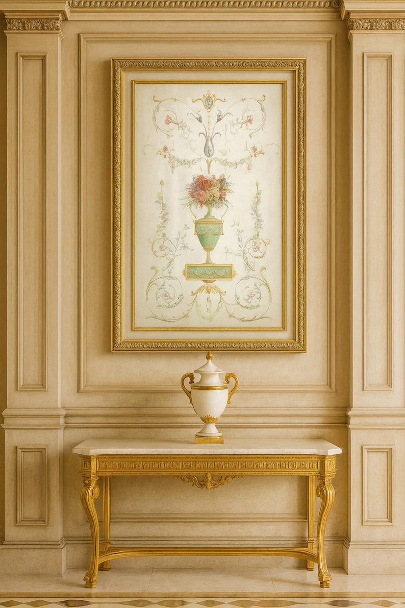 French Neoclassical Fine Art Print, 18th Century Louis XVI Château ...