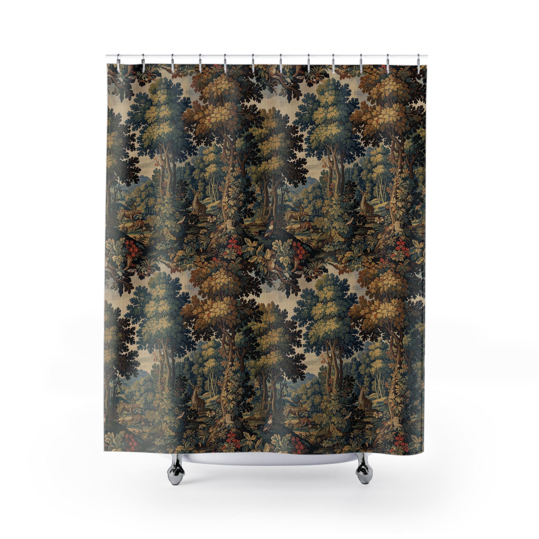 French Verdure Tapestry Shower Curtain, Chateau Style Bathroom Decor ...