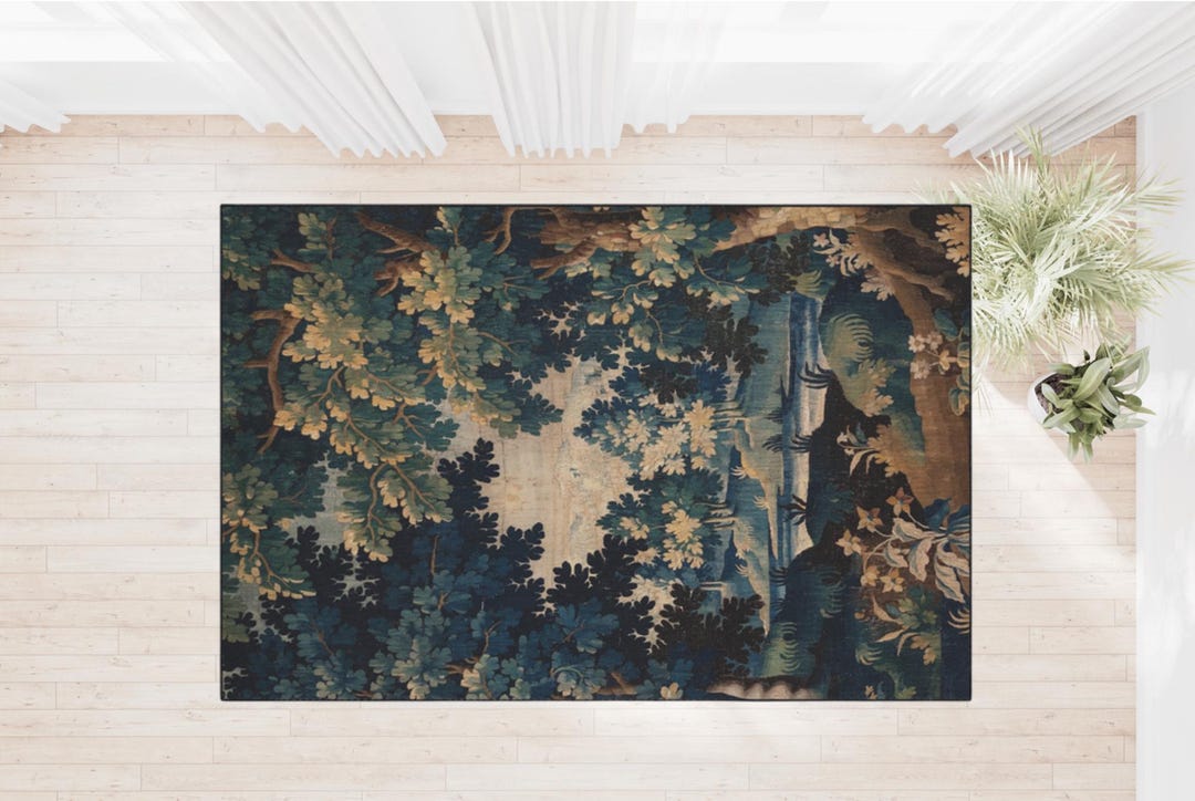 French Verdure Aubusson Tapestry Area Rug, Heavy Duty Floor Mat, Home ...