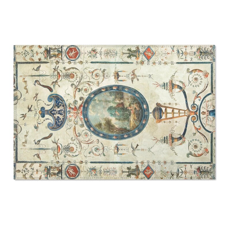 French Neoclassical Area Rug, Louvre Museum Reproduction, Vintage Style ...