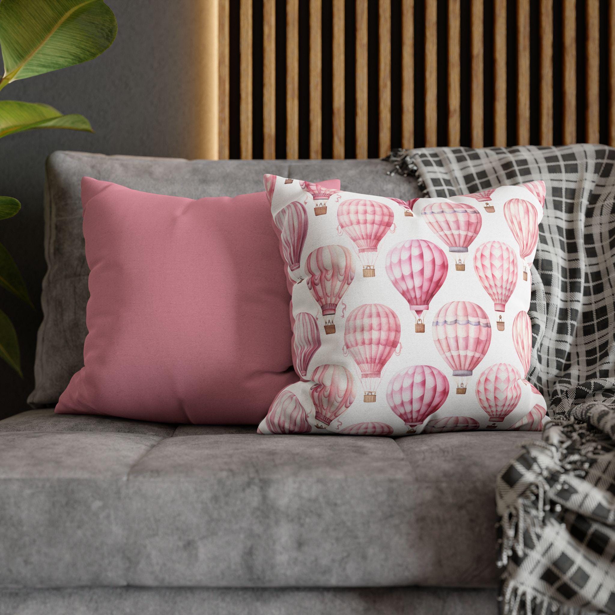 Pink Watercolor Hot Air Balloon Pillow Cover: Whimsical Home Decor - Etsy