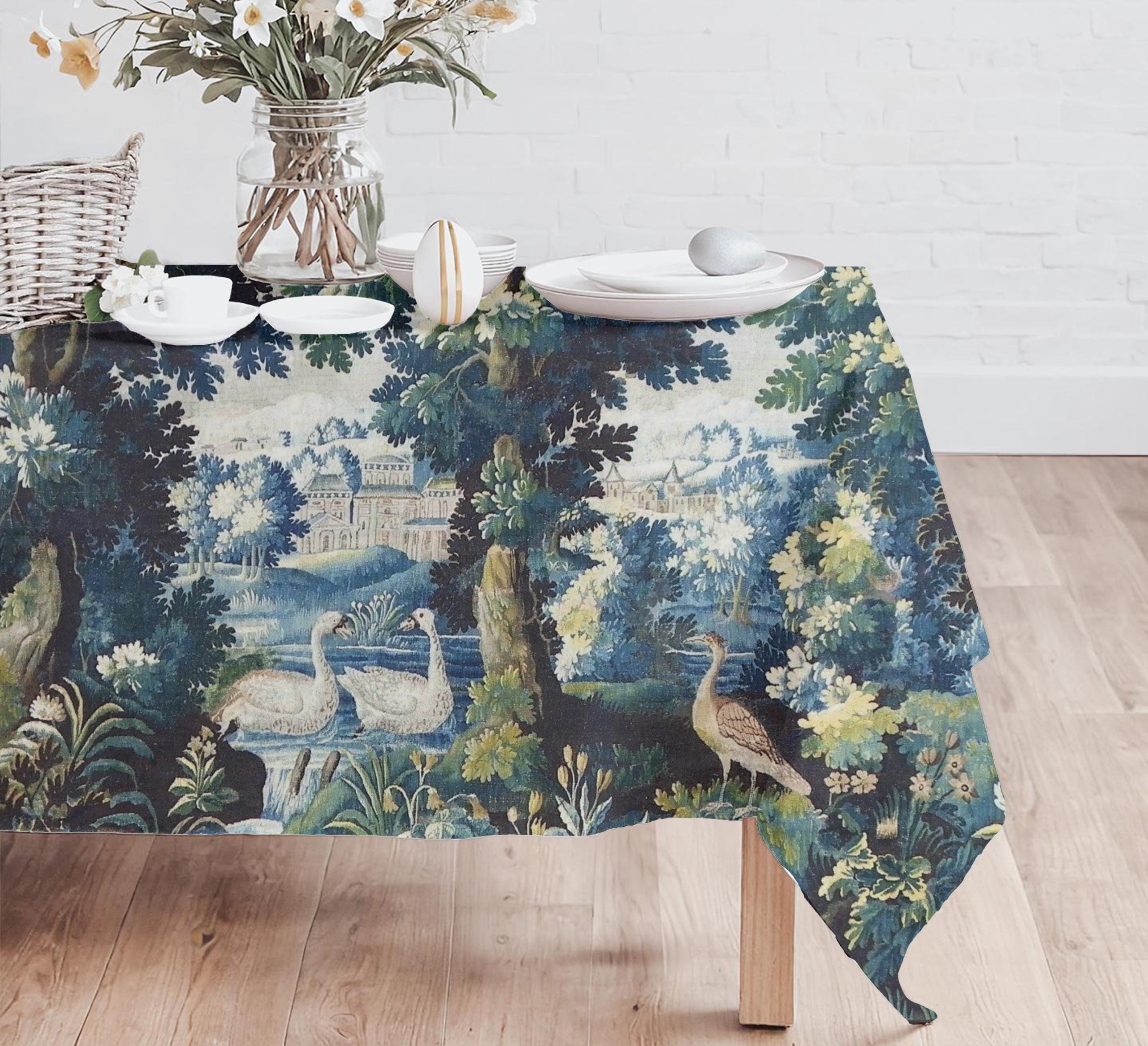 French Verdure Tapestry Tablecloth, Timeless 17th Century Design ...
