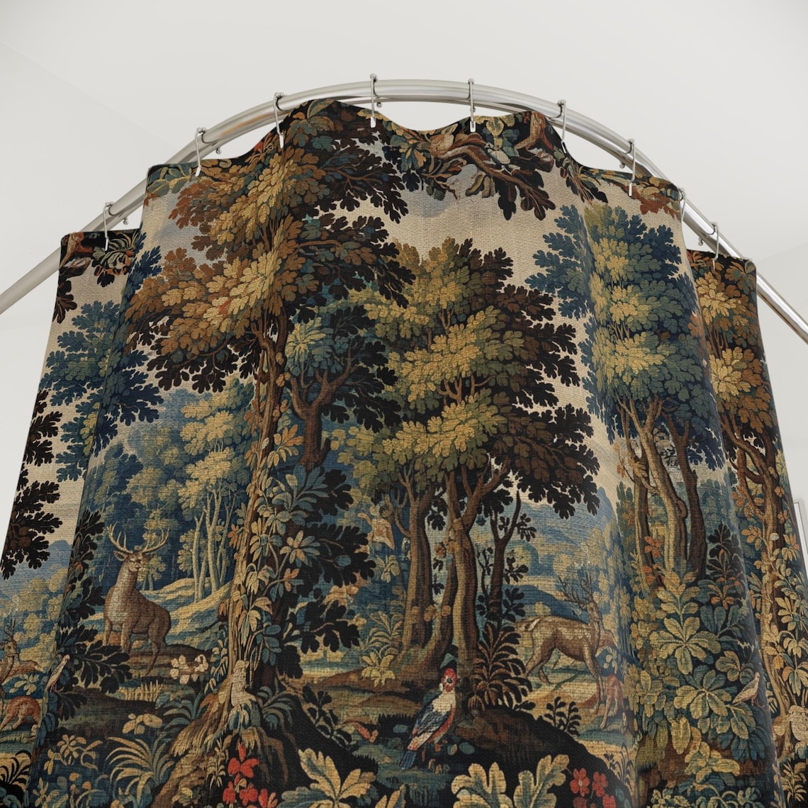 French Verdure Tapestry Shower Curtain, Chateau Style Bathroom Decor ...