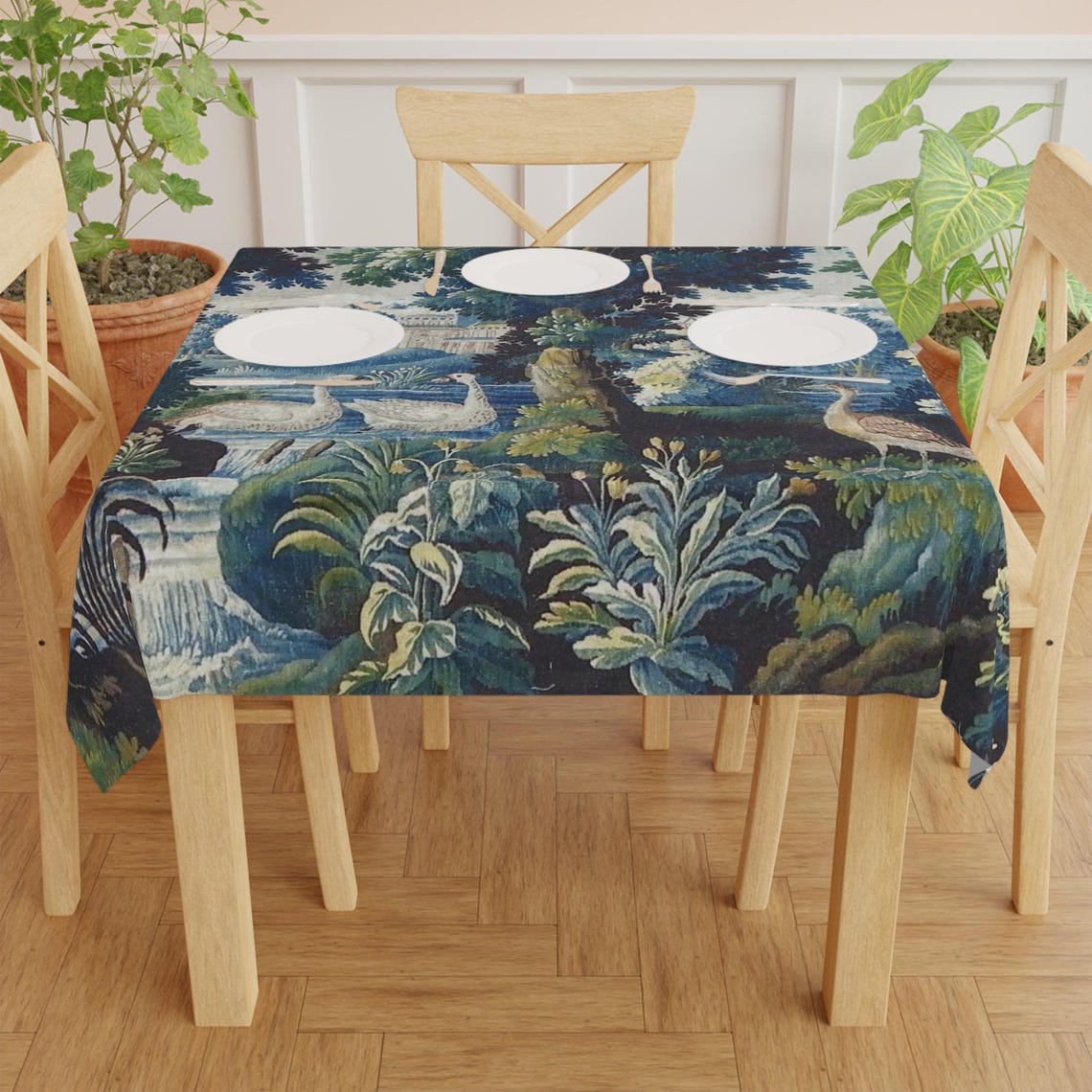French Verdure Tapestry Tablecloth, Timeless 17th Century Design ...