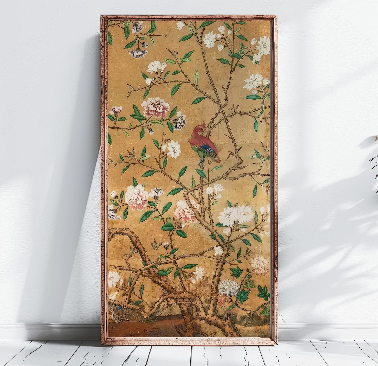 Chinoiserie Wall Panel, Antique Chinese Wallpaper, Vintage Fine Art ...