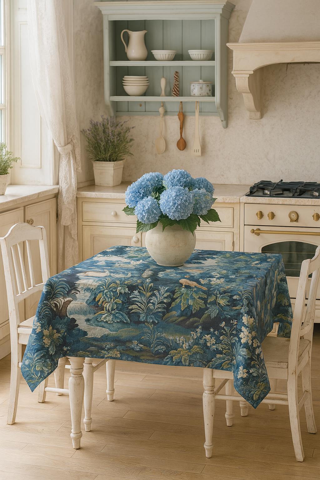 French Verdure Tapestry Tablecloth, Timeless 17th Century Design ...