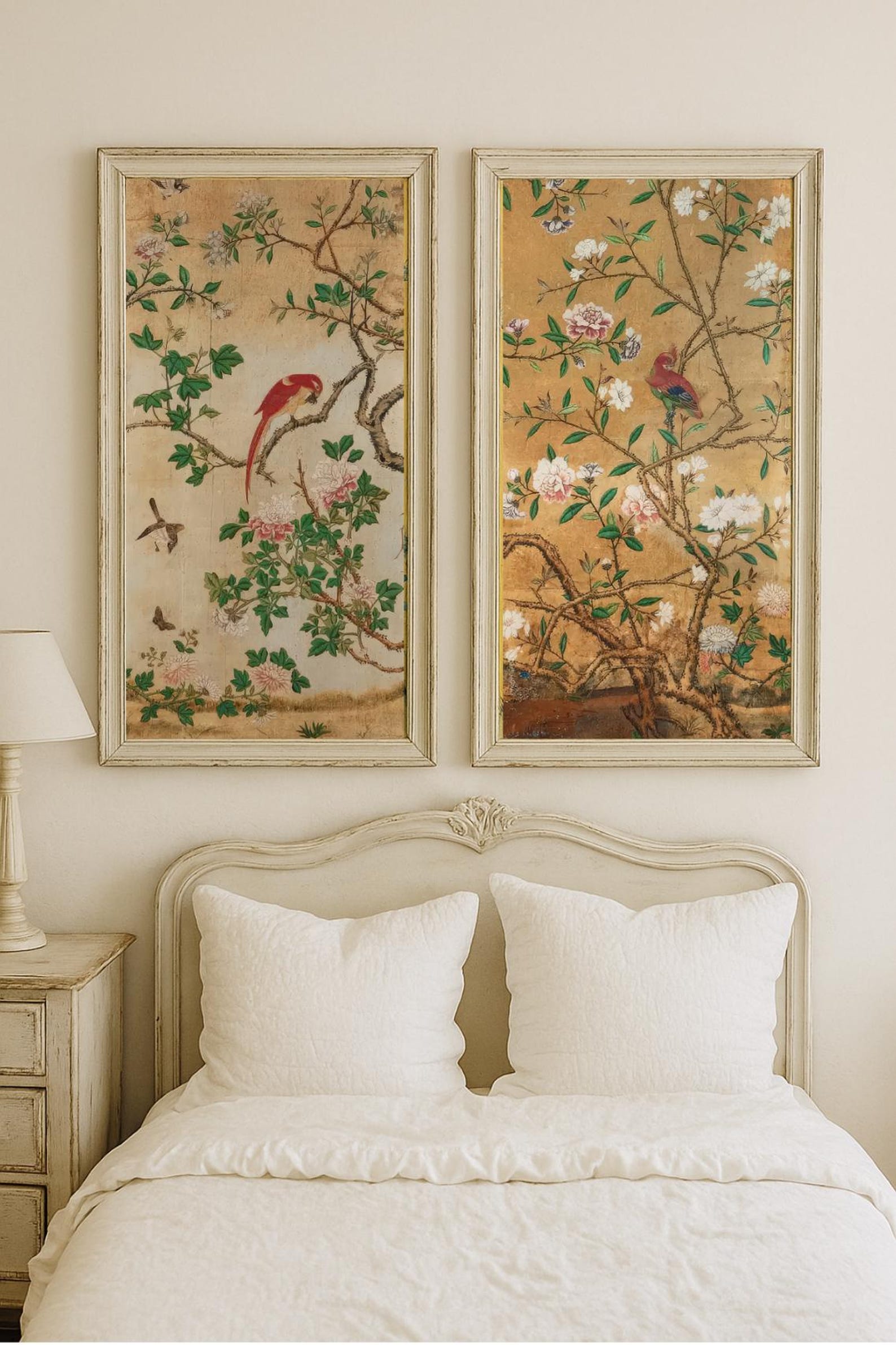 Chinoiserie Wall Panel, Antique Chinese Wallpaper, Vintage Fine Art ...