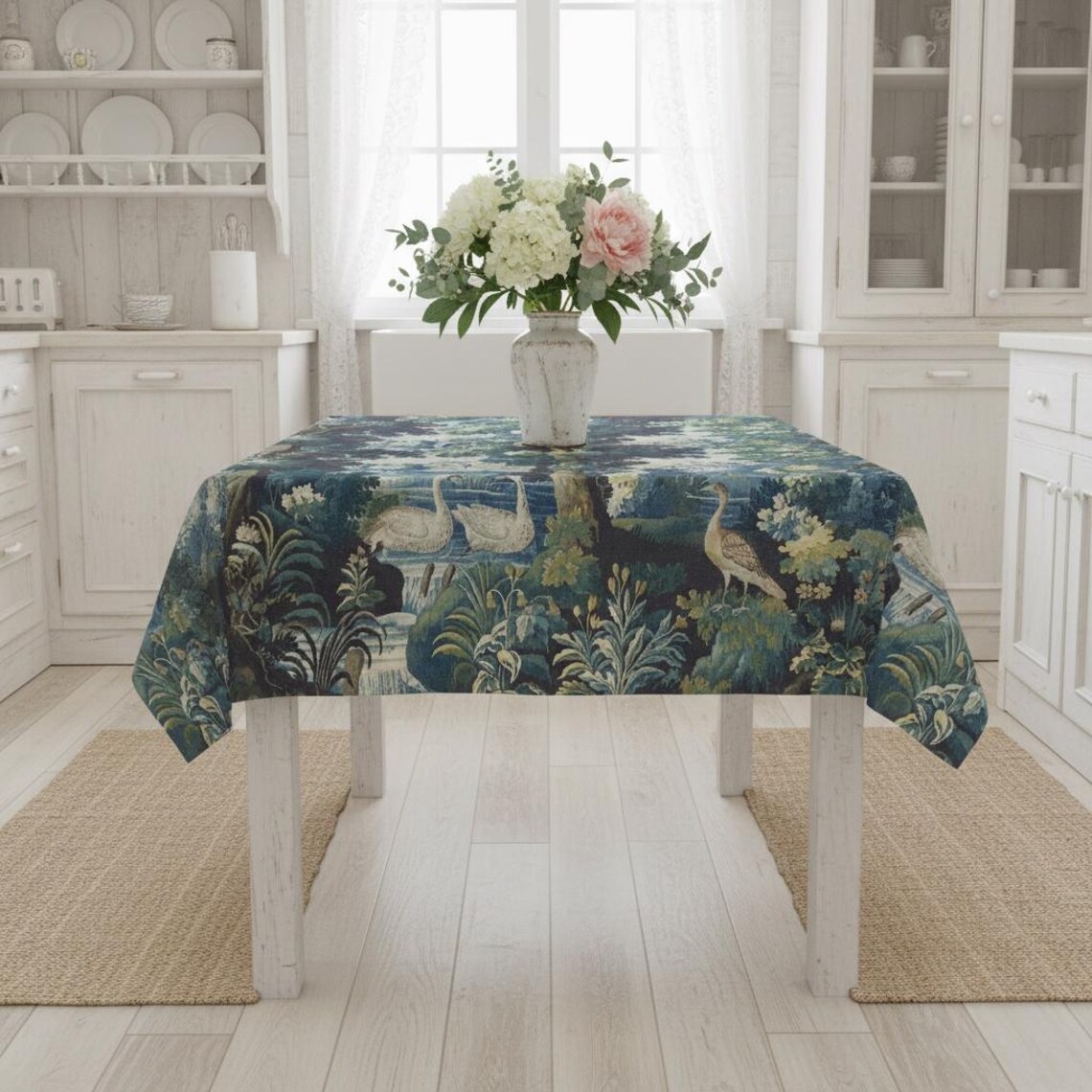 French Verdure Tapestry Tablecloth, Timeless 17th Century Design ...