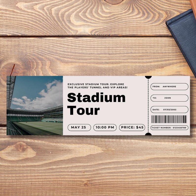 Editable Stadium Tour Ticket Template Customizable Digital Design for ...