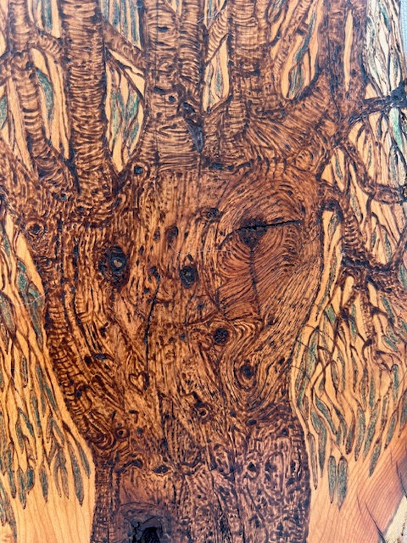 Unique Wood Burning Design Using Top Quality Yew Wood Weeping Willow ...