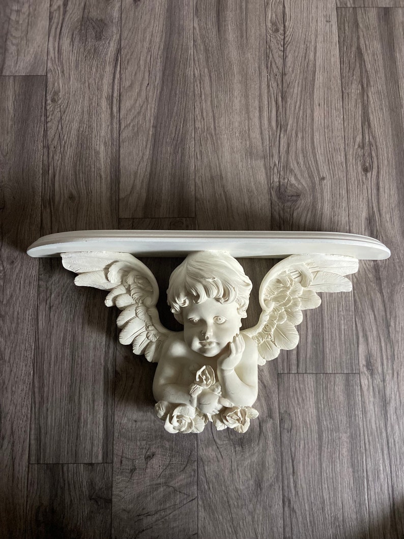 Angel Shabby Chic White Cherub Shelf W/wings and Roses - Etsy