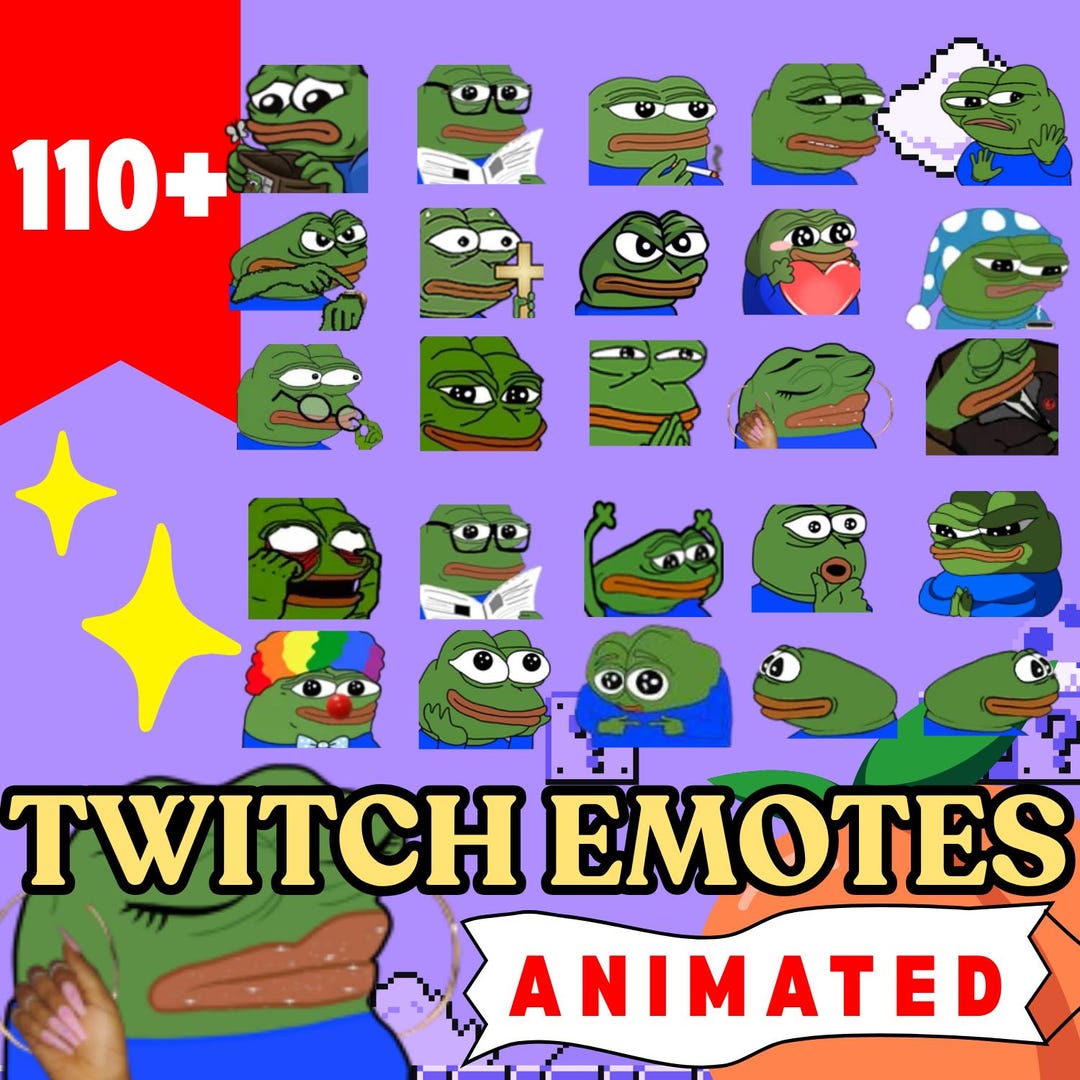 110‑PACK ANIMATED + Static PEPE the Frog Pepememotes for Twitch and ...
