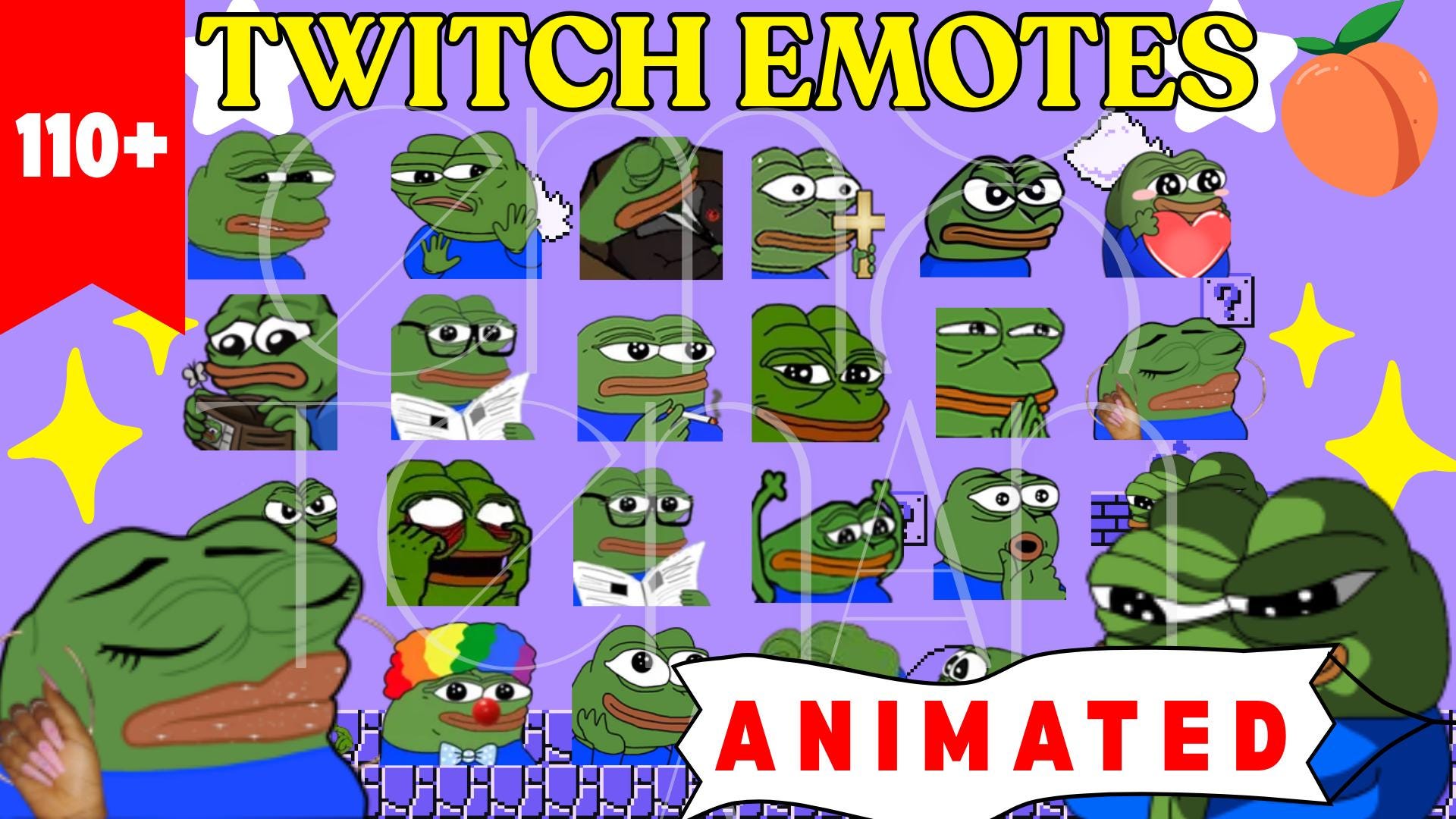 110‑PACK ANIMATED + Static PEPE the Frog Pepememotes for Twitch and ...