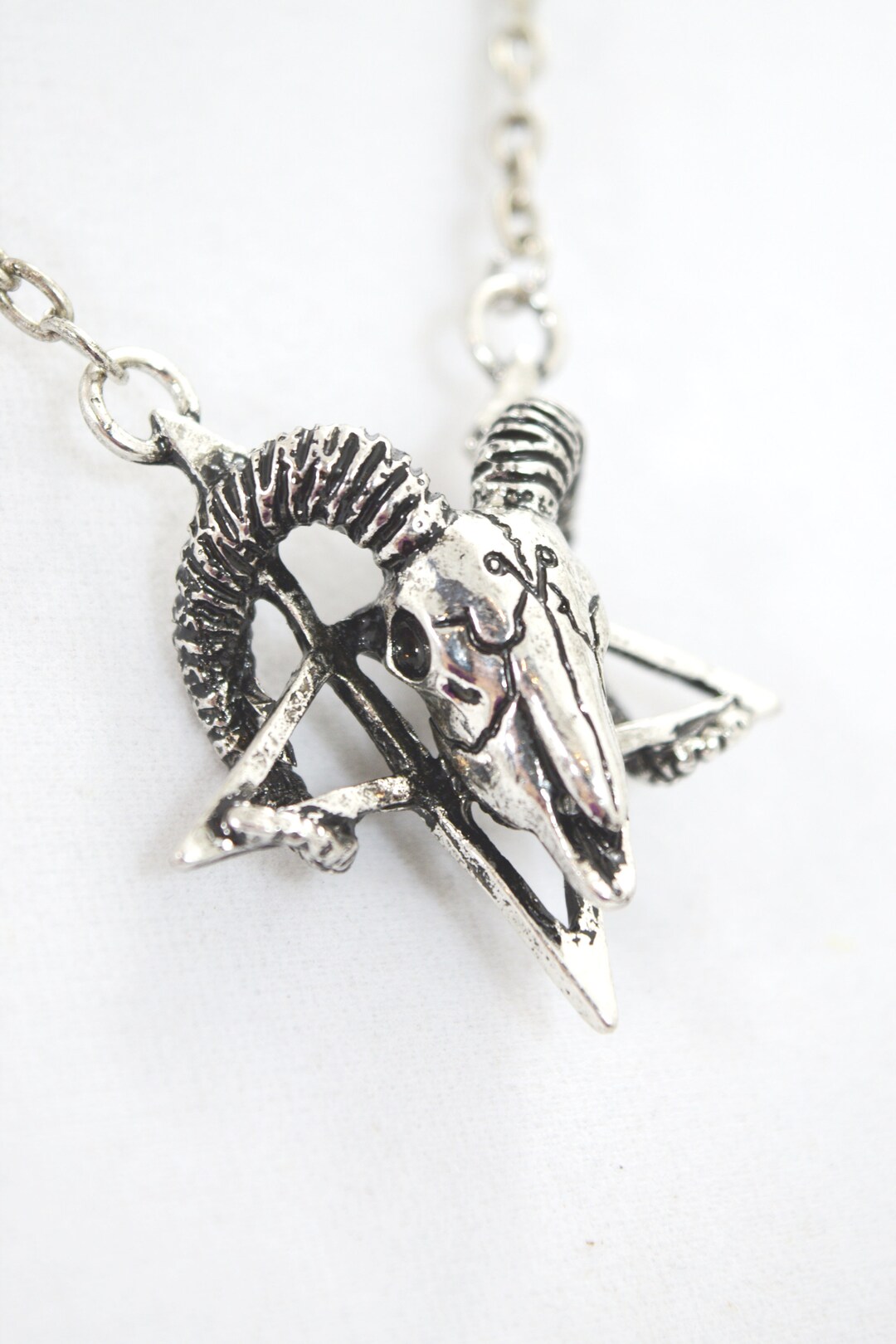 Gothic Skull Ram Pentagram Pendant Necklace: Dark Pagan Jewelry - Etsy