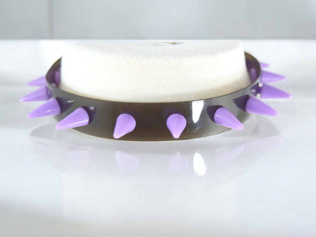 Cyber Rave Cyber Goth Fluorescent Neon Spike Collar PVC Rubber Choker ...