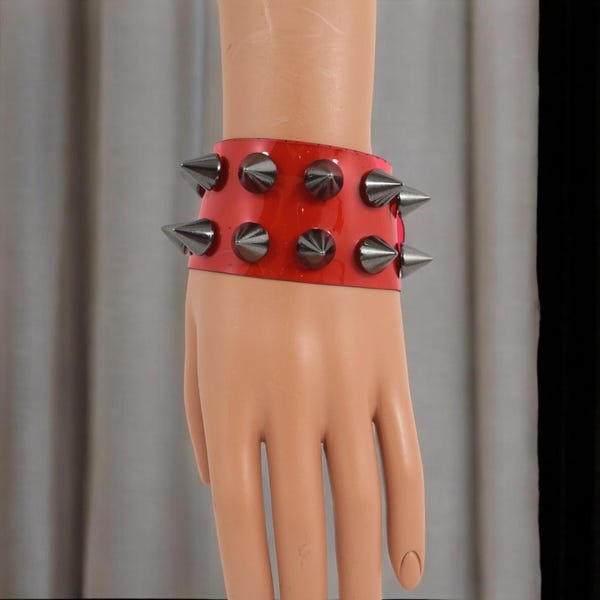 Gothic Grunge Punk Rock Wide Leather Spiked Bracelet Gunmetal - Etsy