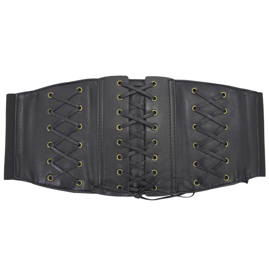 Y2K Goth Corset Waist Belt: Faux Leather Lace-up Cinch - Etsy
