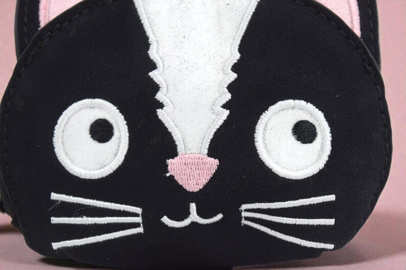 Black Cat Face Coin Purse, Faux Suede Kitty Wallet - Etsy