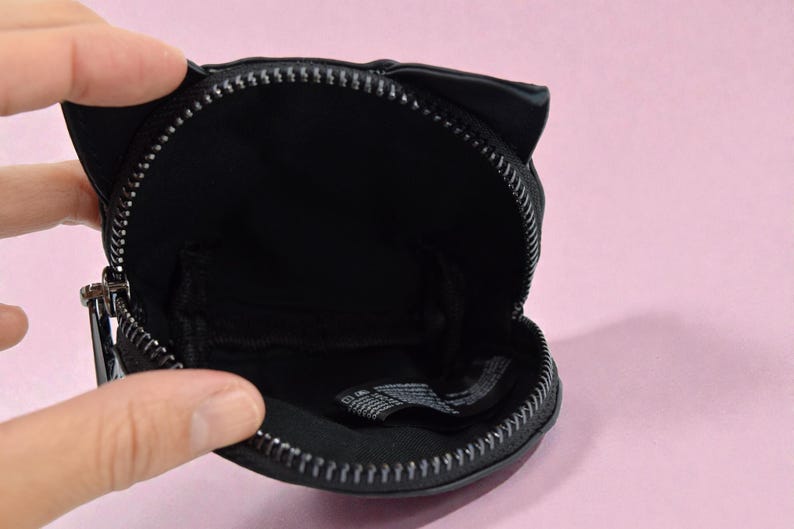 Black Cat Face Coin Purse, Faux Suede Kitty Wallet - Etsy