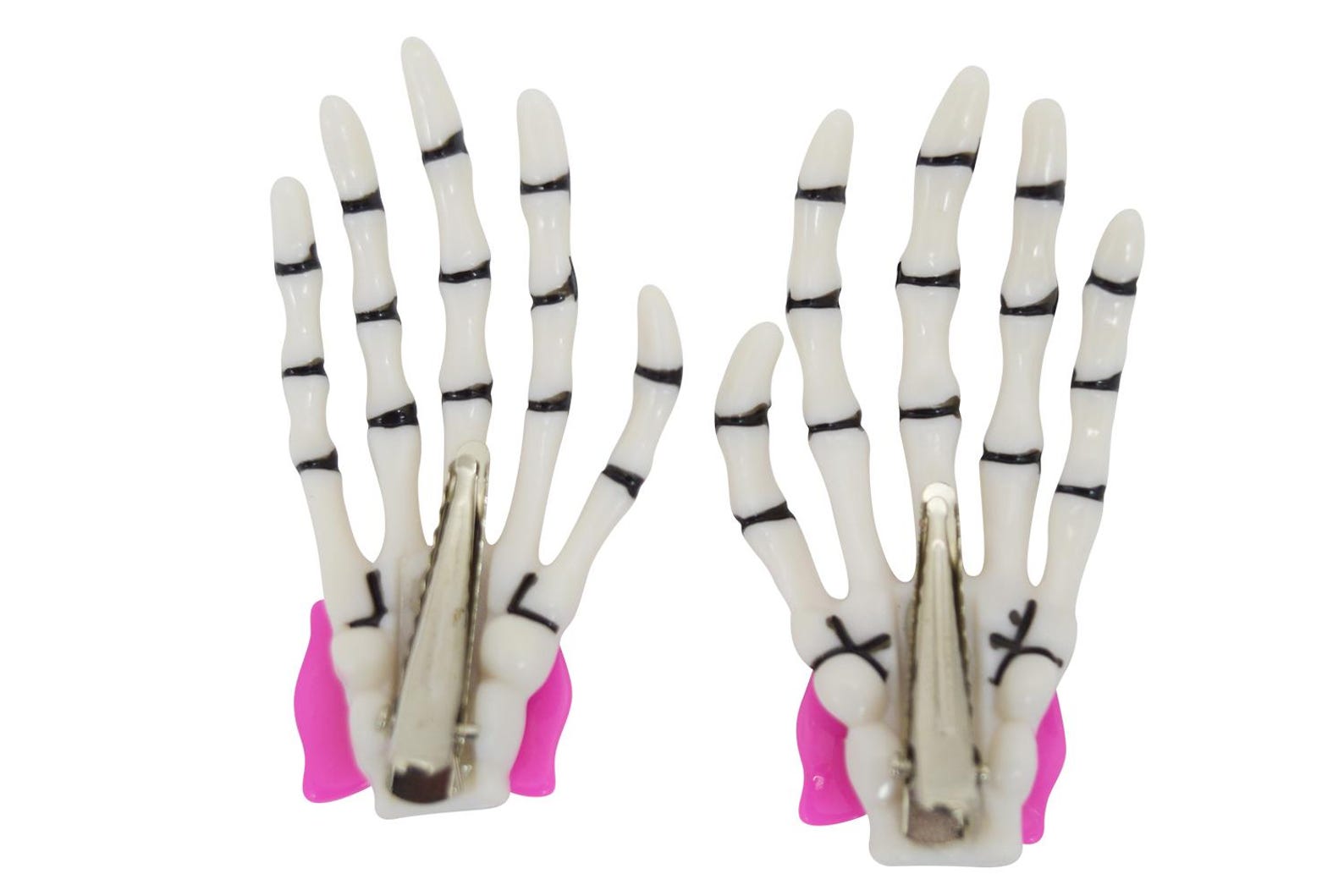 Skeleton Hand Hair Clips With Pink Bows - Goth Loli Set of 2 - Etsy
