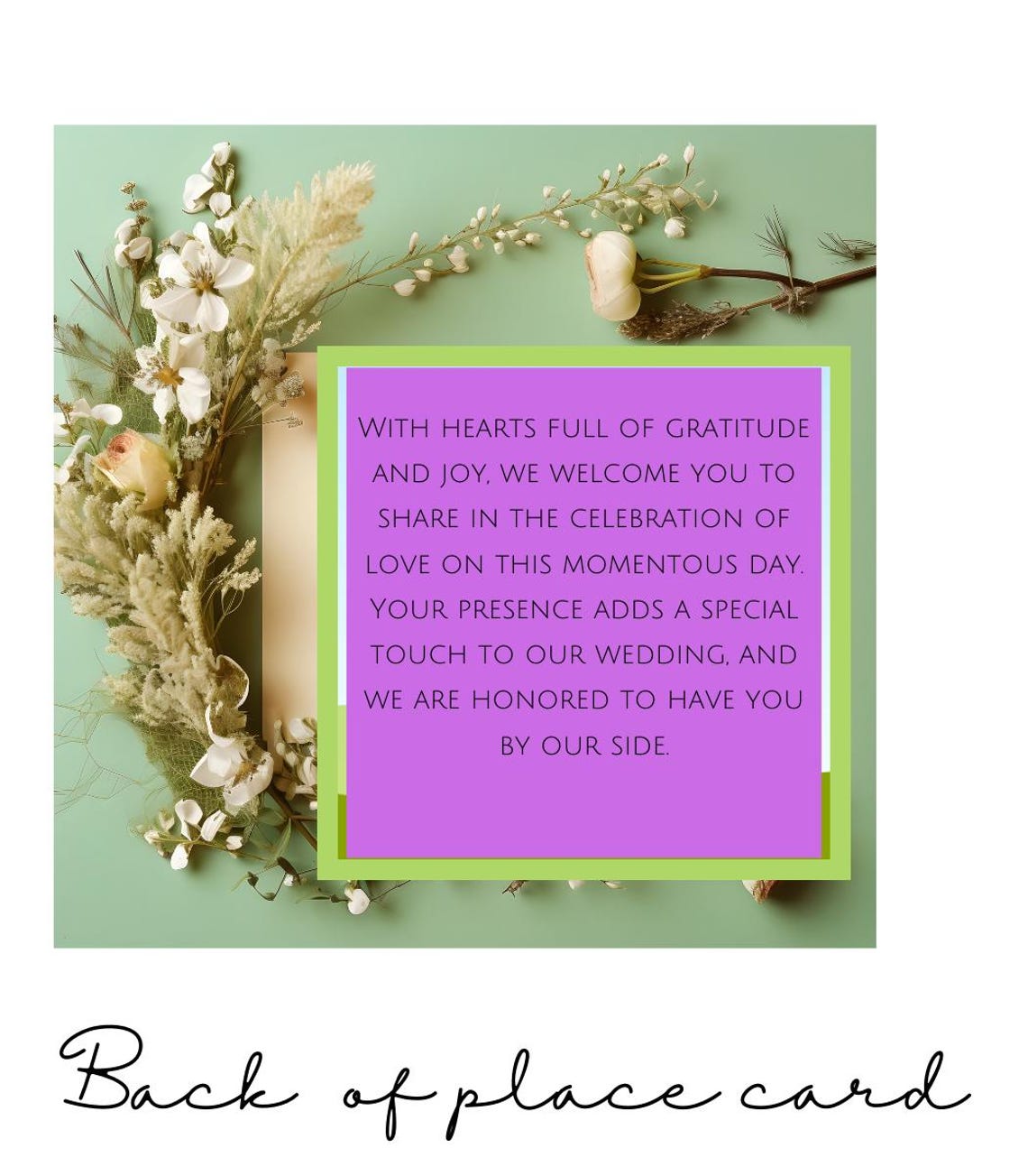 Place Name Card Setting Peony Design Watercolor and Handwriting Script ...