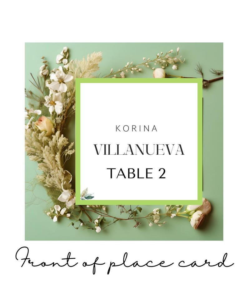 Place Name Card Setting Peony Design Watercolor and Handwriting Script ...