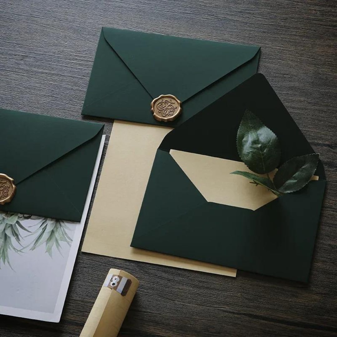 Thick Green Envelopes 250g High-grade Paper Envelopes, Letter Pads ...