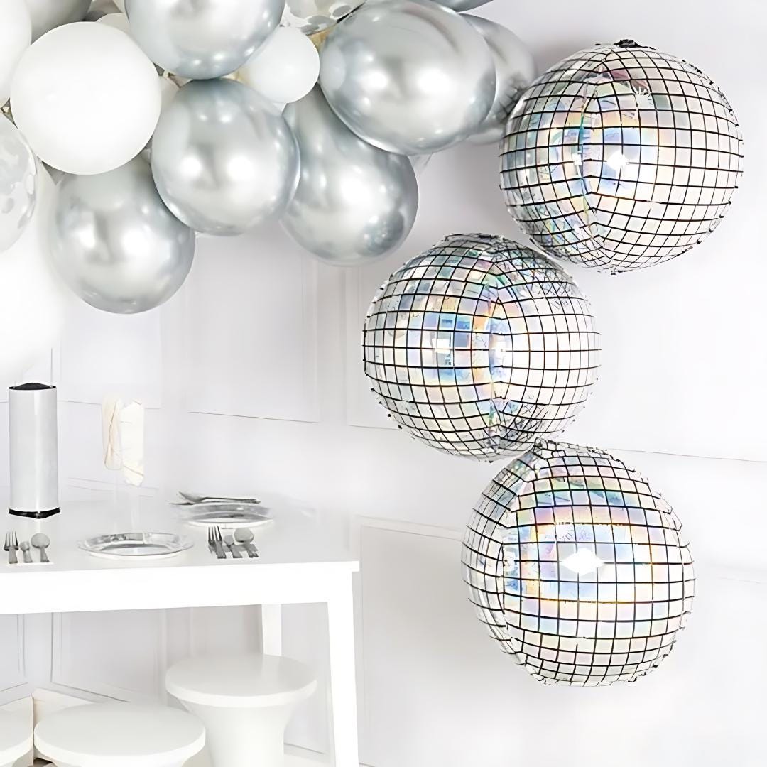 Disco Ball Balloon 22inch Aluminum Foil Mylar Balloons 4D Disco Party ...
