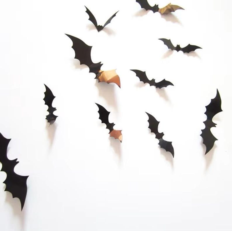 Halloween Decoration 3D Black PVC Wall Stickers Bat Halloween Party DIY ...