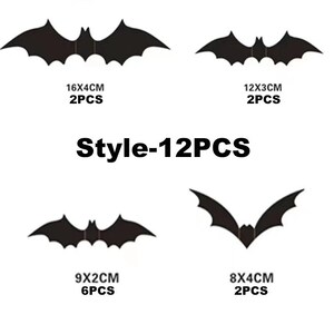 Halloween Decoration 3D Black PVC Wall Stickers | Bat Halloween Party ...