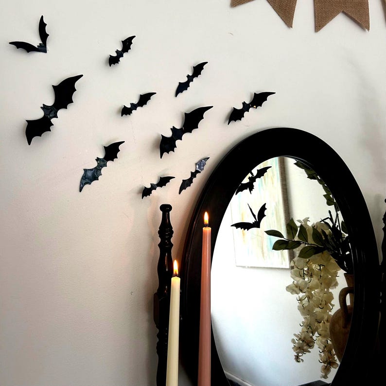 Halloween Decoration 3D Black PVC Wall Stickers Bat Halloween Party DIY ...