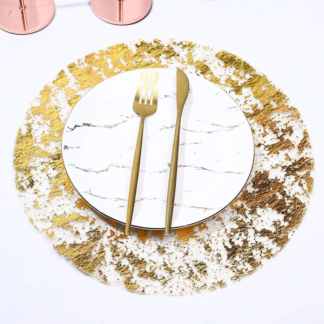 Gold Metallic Foil Placemats, Gold Foil Mesh Pressed Table Mats Home ...