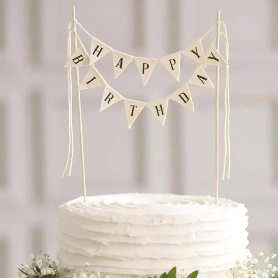 Cake Topper Birthday Cake Flag Topper Baking Decoration Tools Wood ...