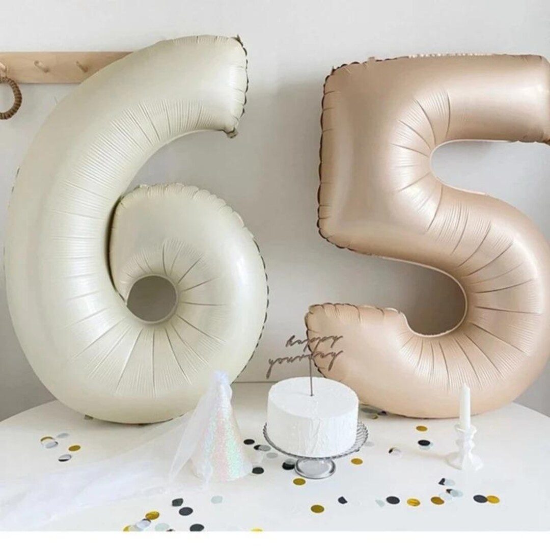 40-inch Beige Cream Number Balloon – Large Foil Birthday Balloon for ...