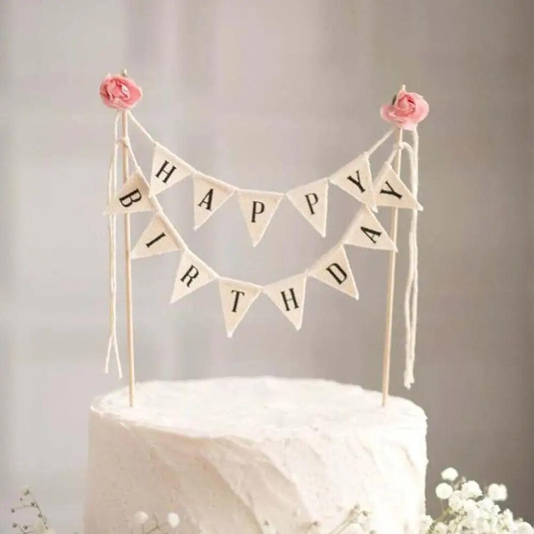 Happy Birthday Bunting Cake Topper, Birthday Cake Flag Topper Baking ...
