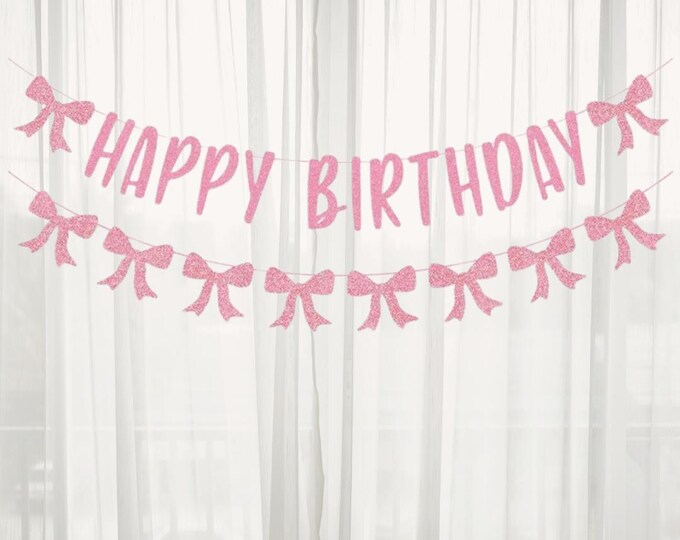 Happy Birthday Banner, Coquette Birthday Banner, Coquette Decorations ...