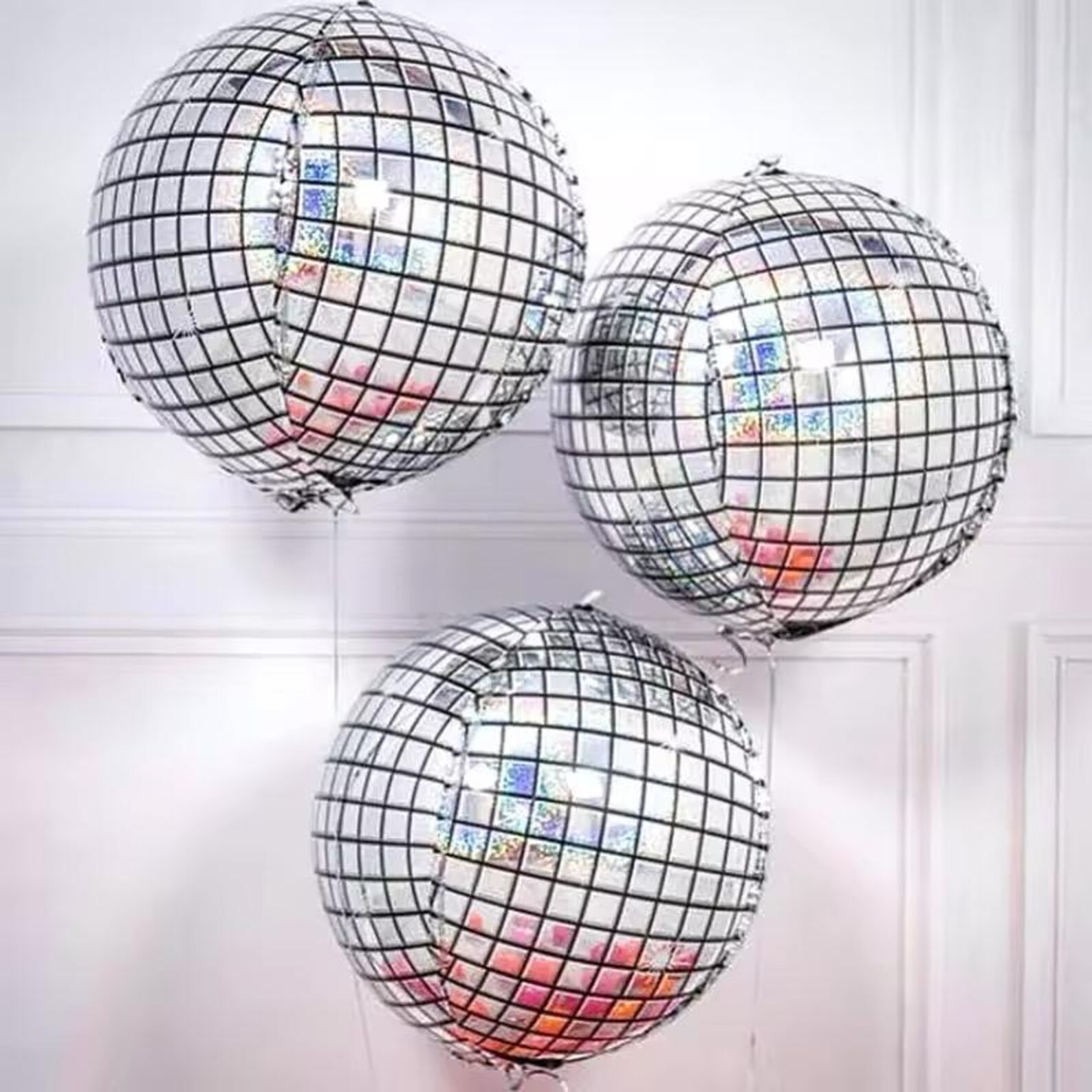 22" Disco Ball Balloons: Silver Metallic Party Decor, 6-pack - Etsy