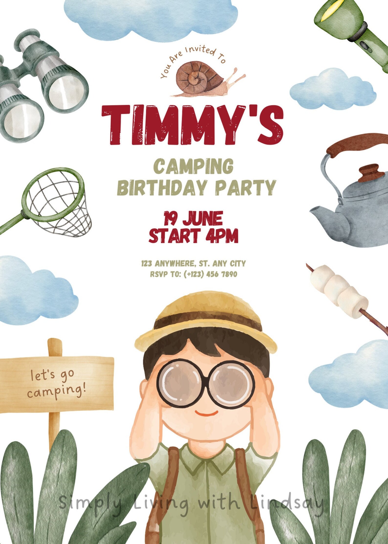 Camping Party Invitation Digital Custom - Etsy