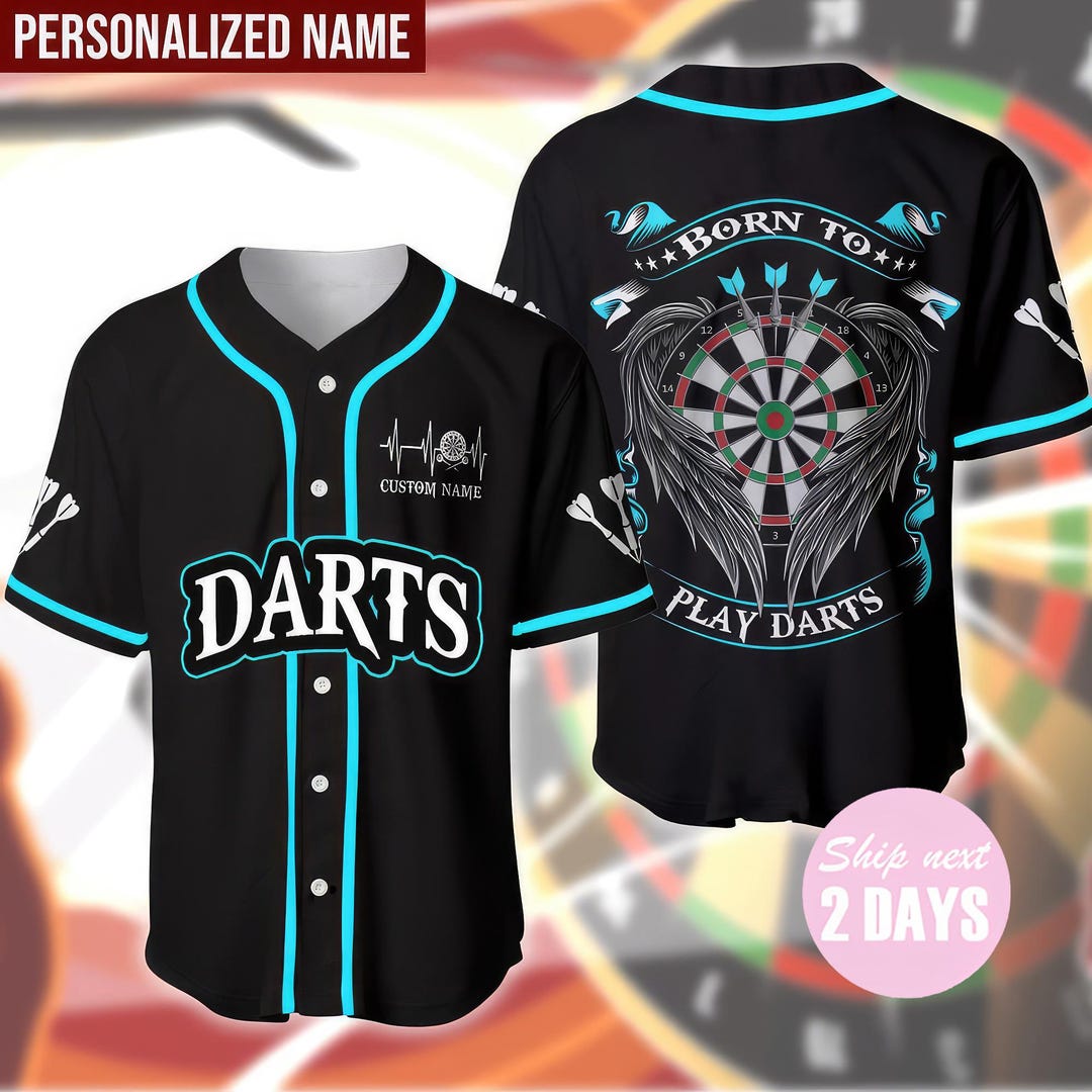 Personalized Darts Born to Play Darts Baseball Jersey, Shirt for Dart ...