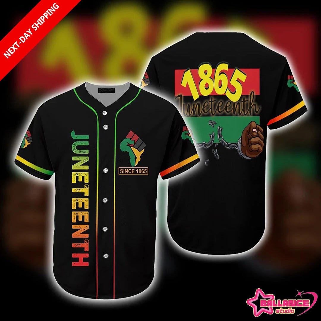 Juneteenth 1865 Baseball Tee Jersey Shirt, Black Pride Men’s Baseball ...