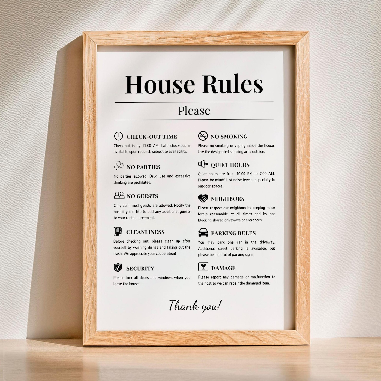 Airbnb Guest Rules Sign, Printable Host Rules Template, Vacation Rental ...