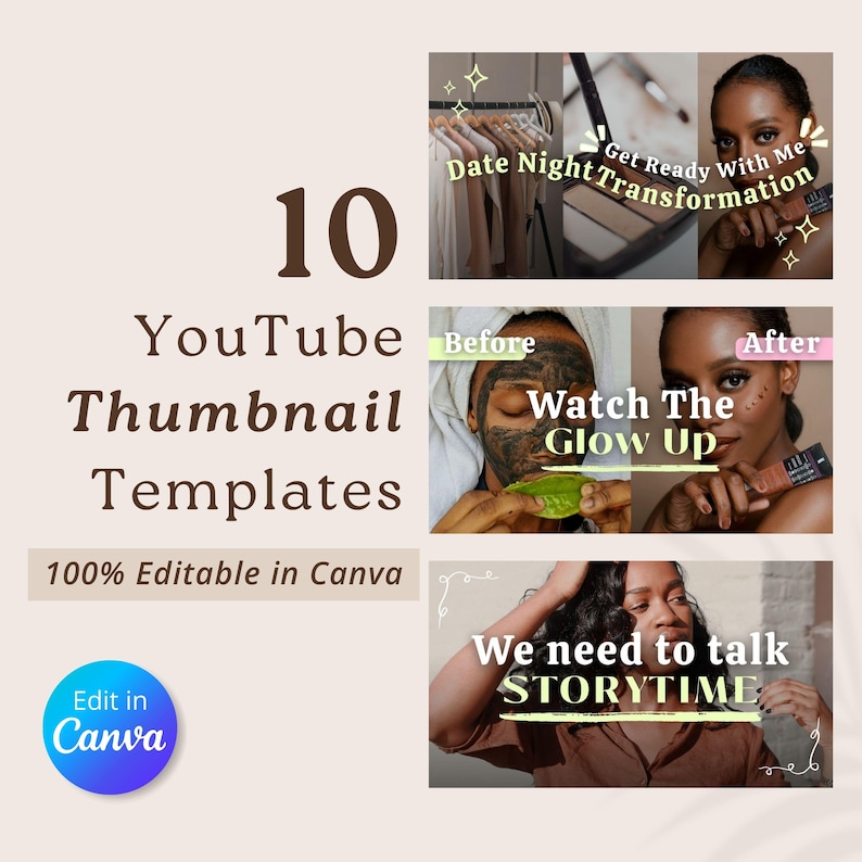 Youtube Thumbnail Templates – 10 Editable Canva Designs for Lifestyle ...