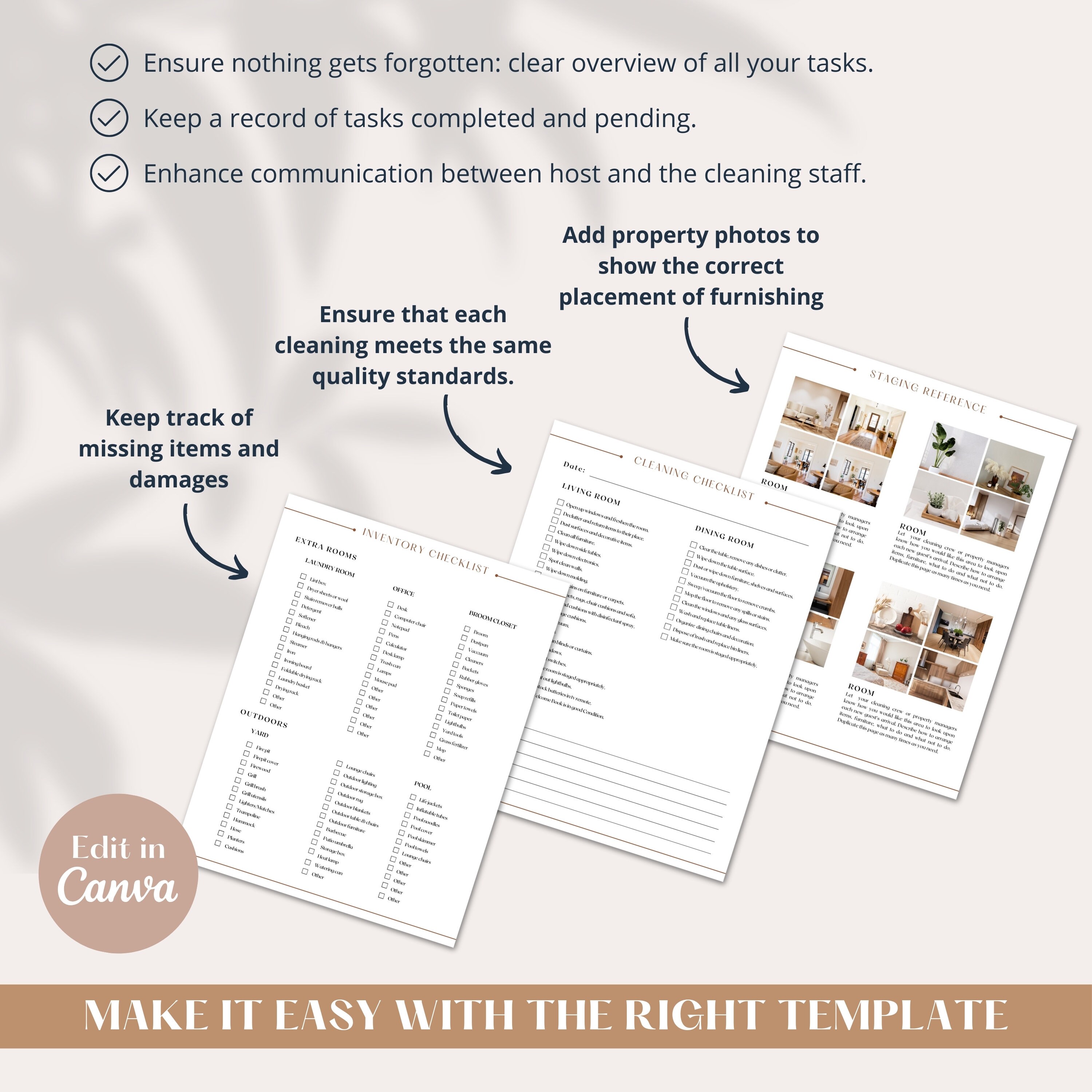Editable Airbnb Cleaning Checklist Template, Inventory Tracker, Airbnb ...