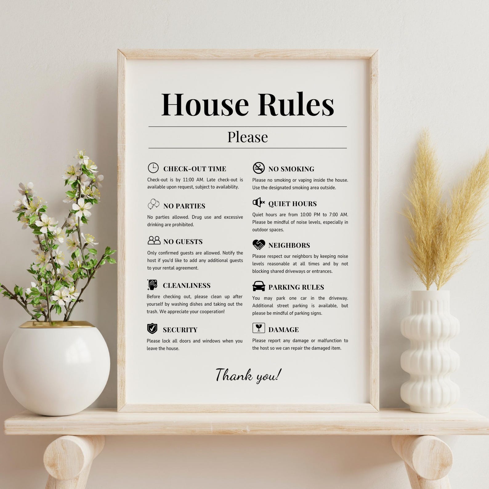 Airbnb Guest Rules Sign, Printable Host Rules Template, Vacation Rental ...