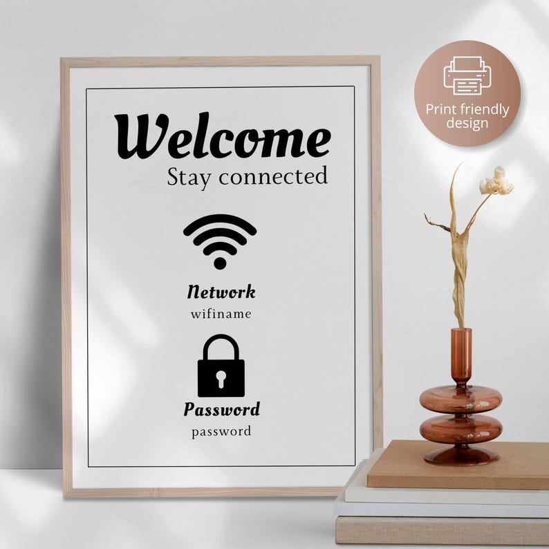 Editable Wifi QR Code Sign Template: Airbnb, VRBO Guest Sign (canva PDF ...