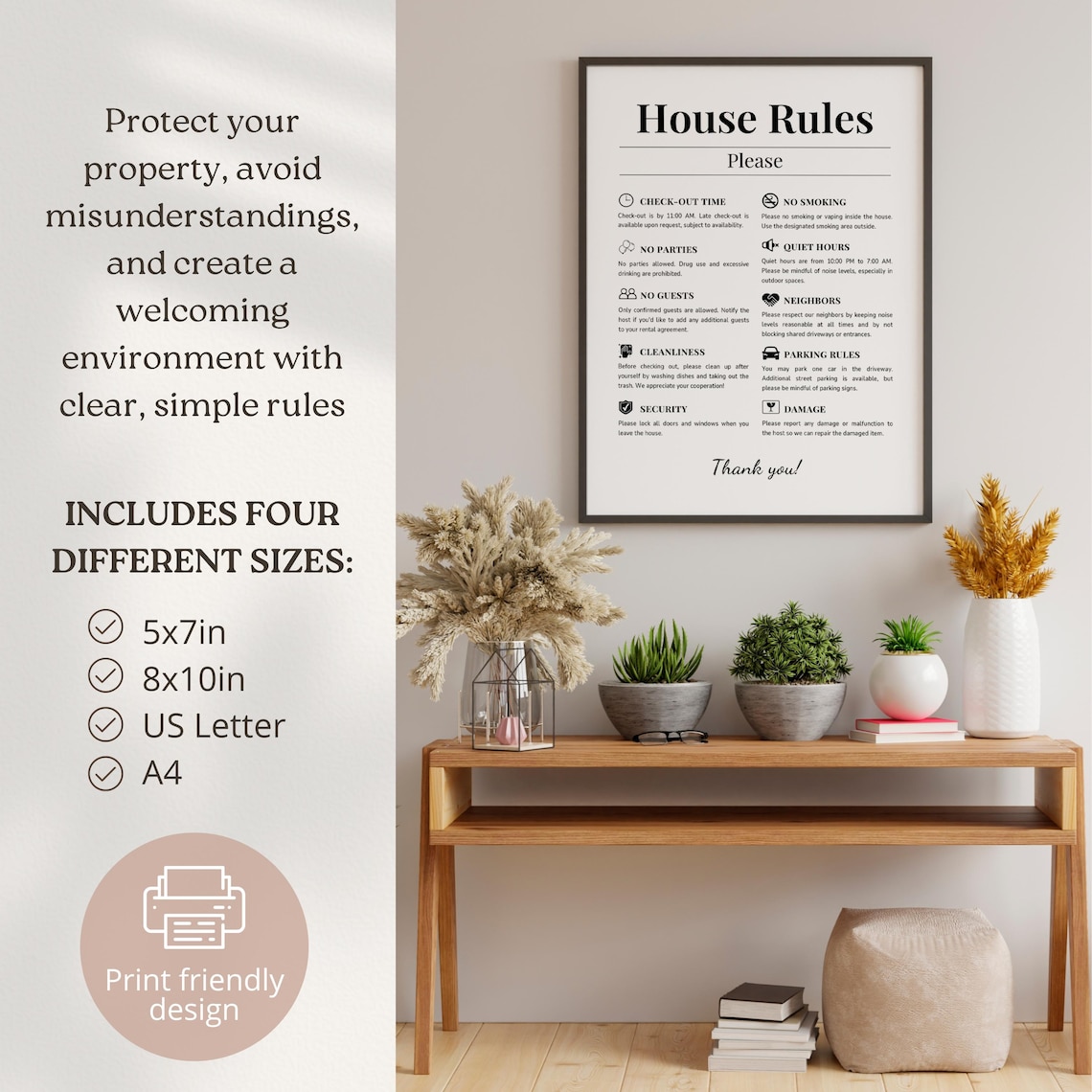 Airbnb Guest Rules Sign, Printable Host Rules Template, Vacation Rental ...