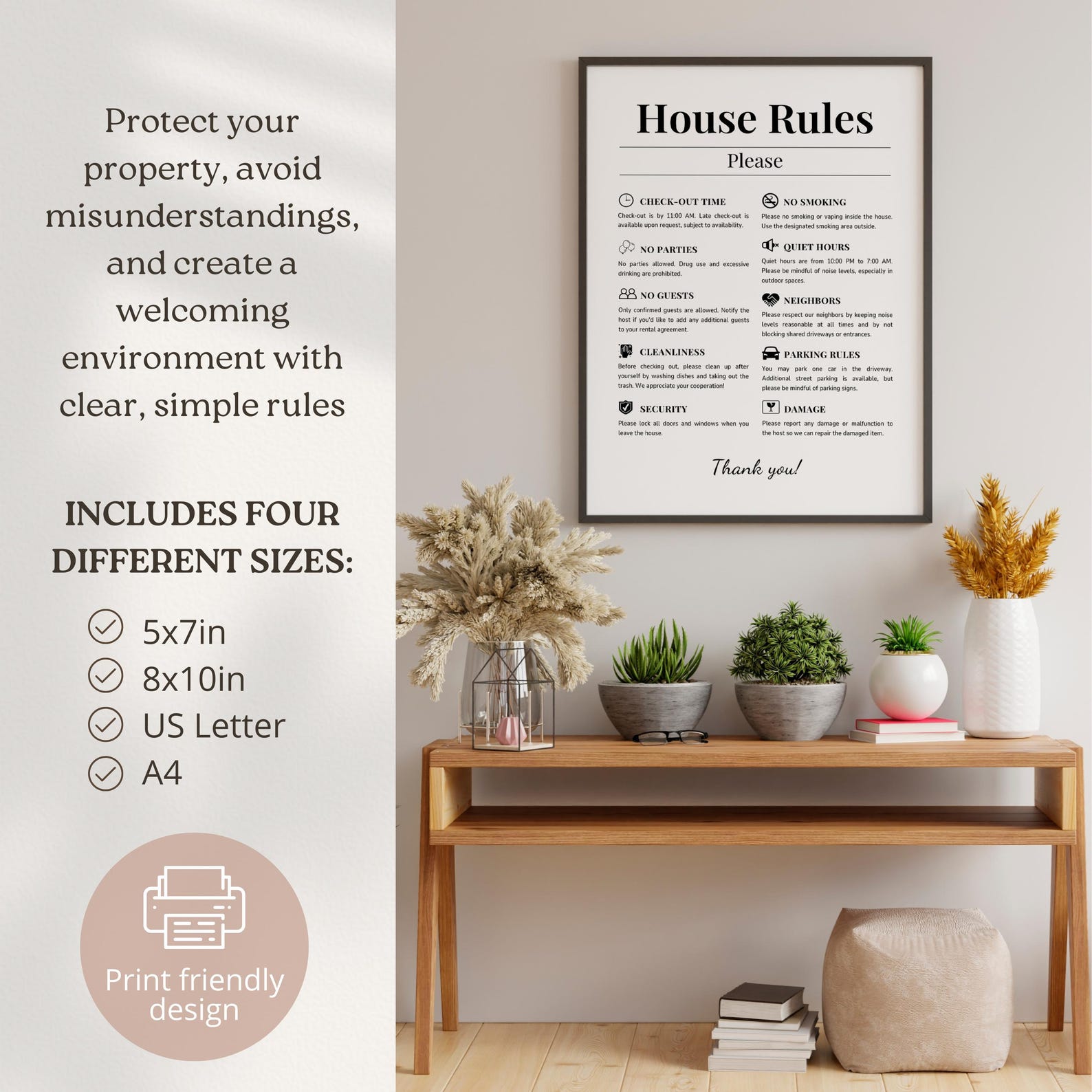 Airbnb Guest Rules Sign, Printable Host Rules Template, Vacation Rental ...
