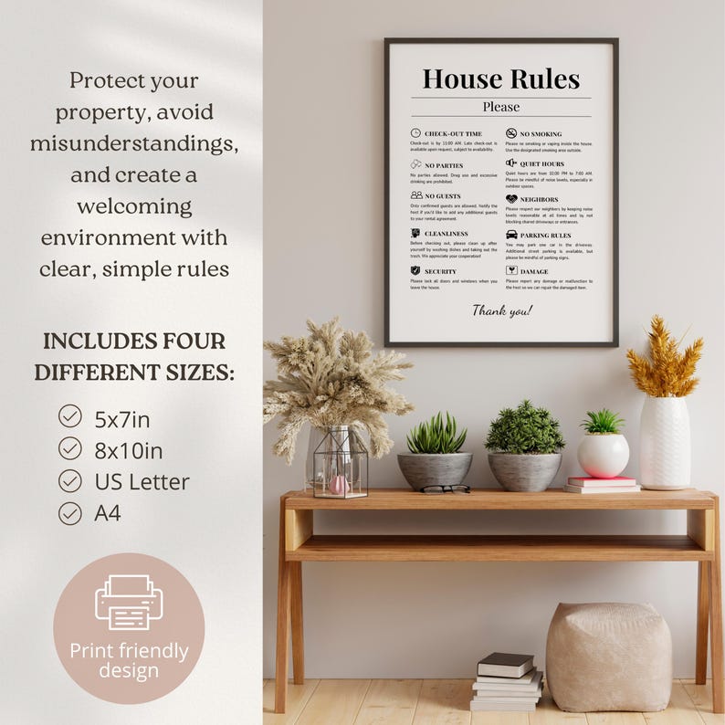 Airbnb Guest Rules Sign, Printable Host Rules Template, Vacation Rental ...