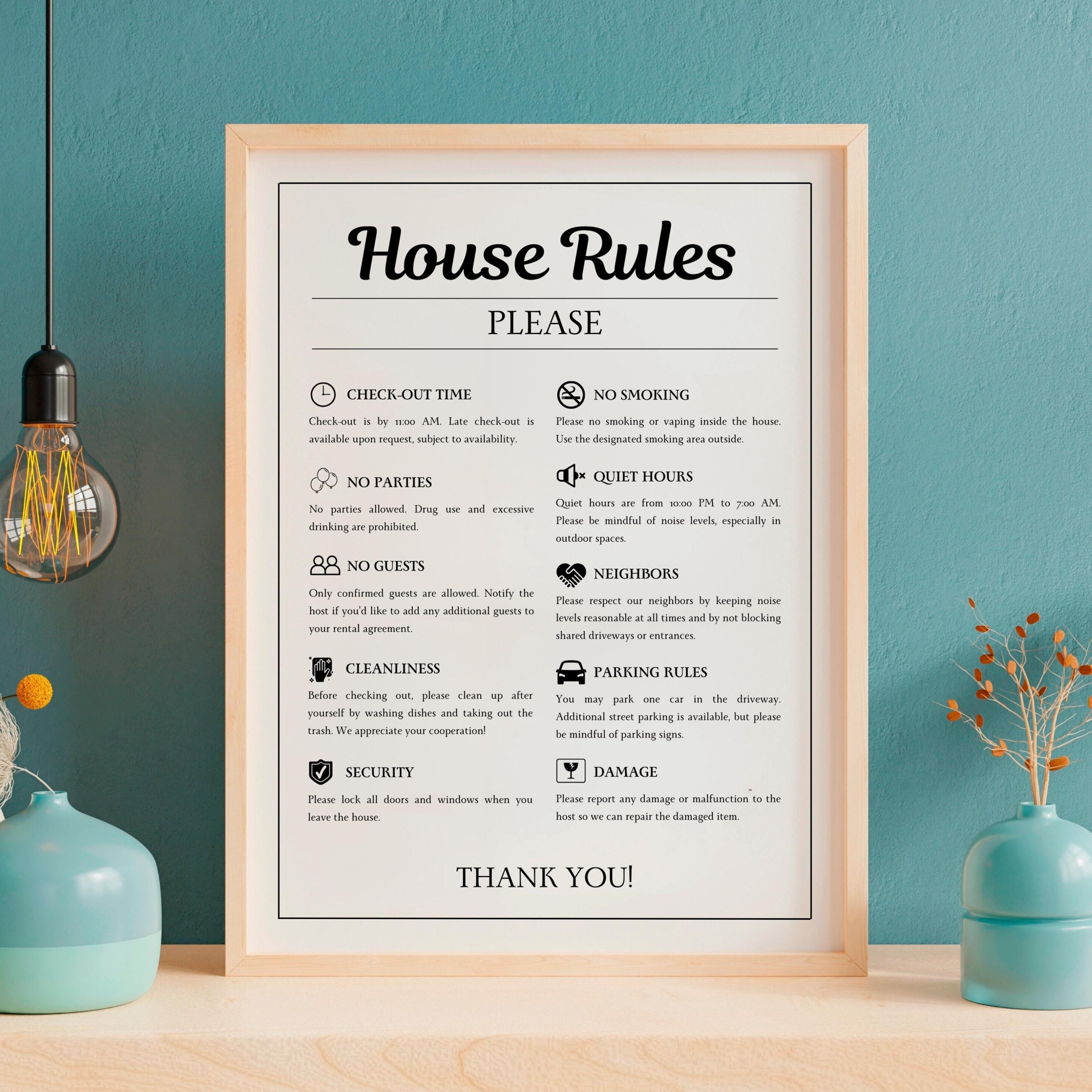 Airbnb House Rules Template, Airbnb Rules Sign, VRBO Sign, House Rules ...